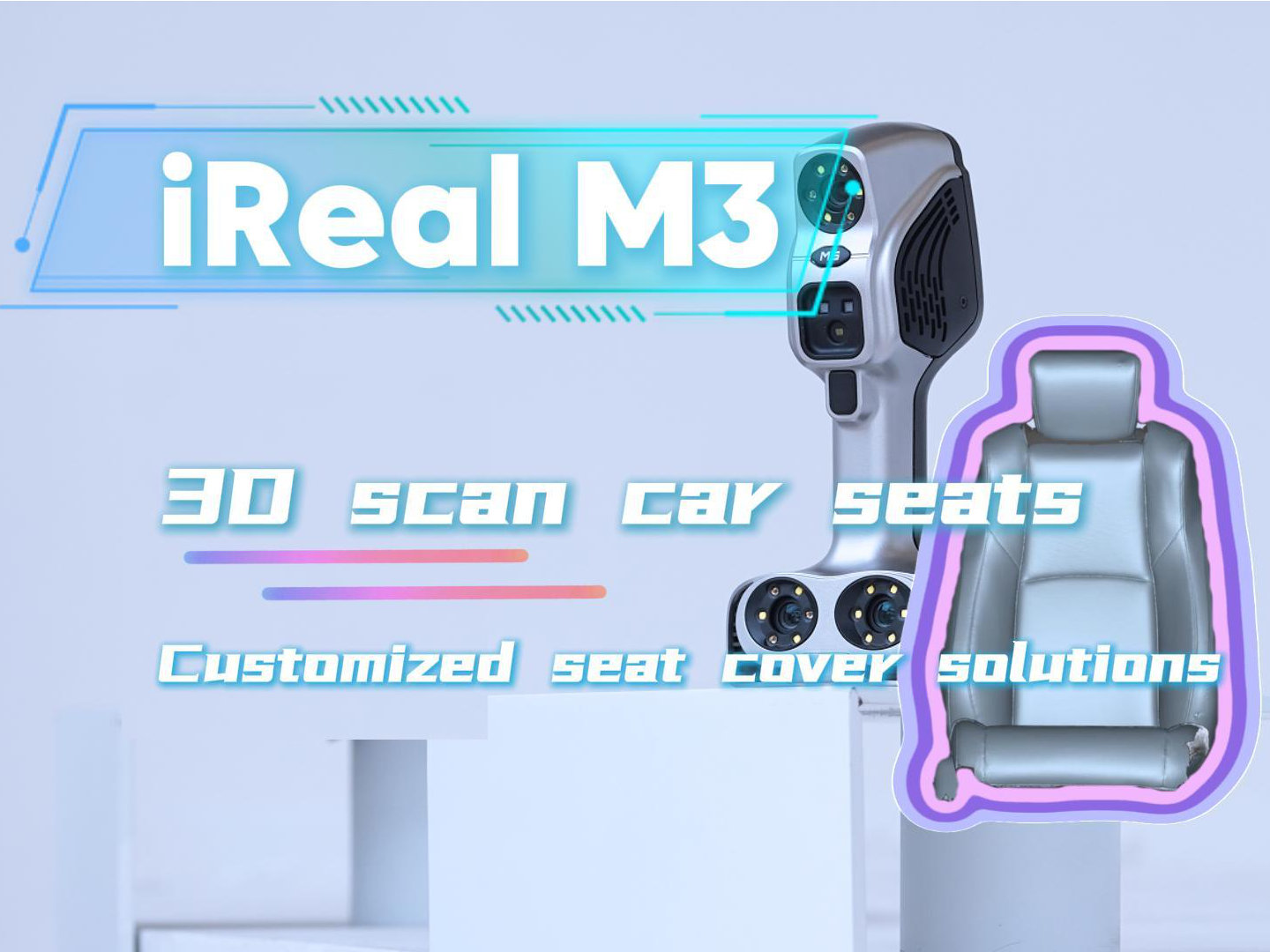 iReal M3 3D Scanner, Easy to 3D Scan Black Car Seats - 3DeVOK