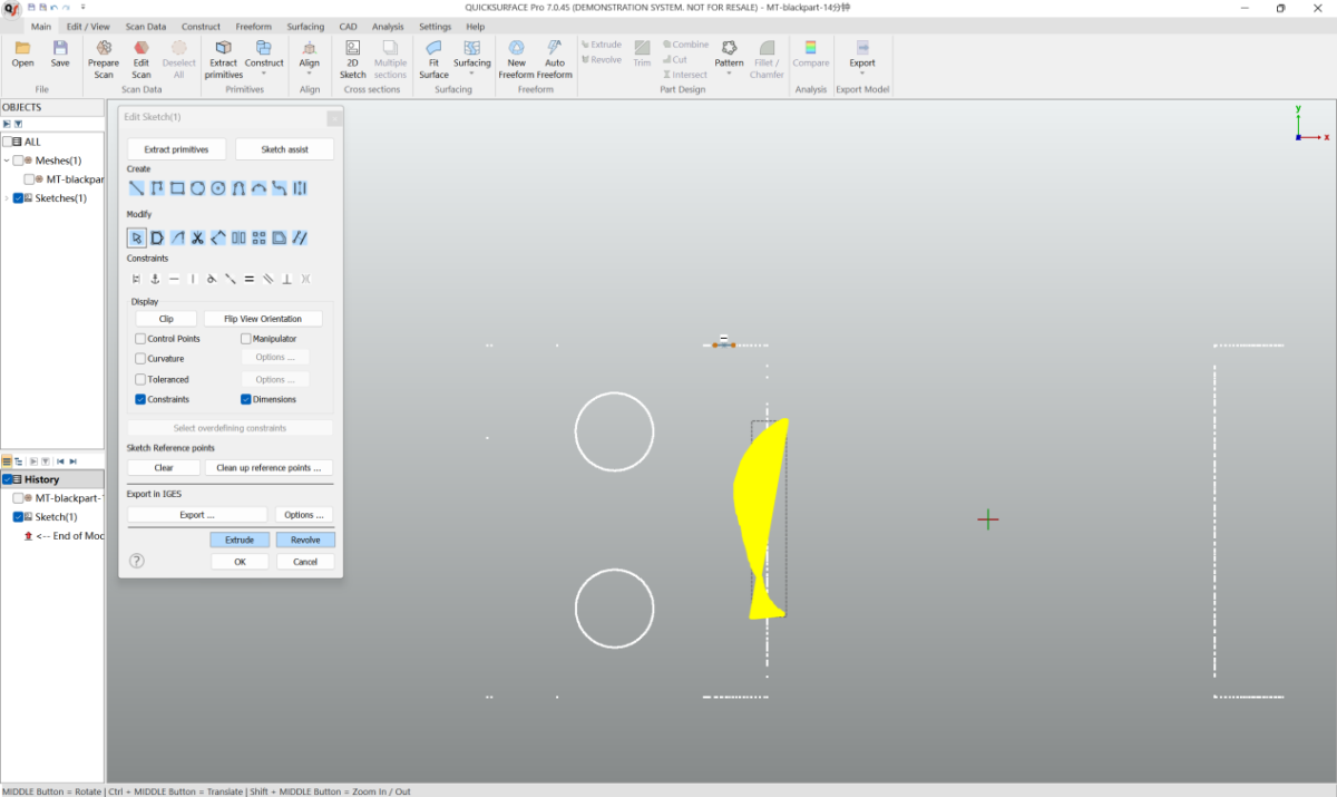 In QUICKSURFACE, what are the quick operations and shortcuts for ...