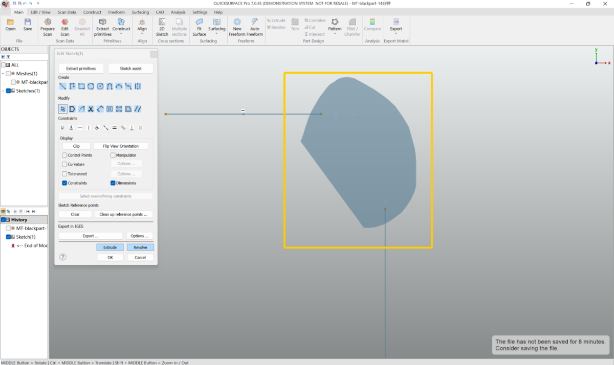 In QUICKSURFACE, what are the quick operations and shortcuts for ...